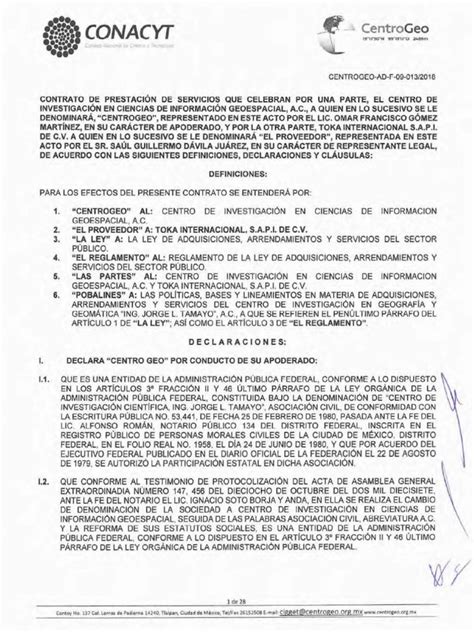 Contrato Prestacion Servicios Toka Internacional Sapi De Cv Centrogeo