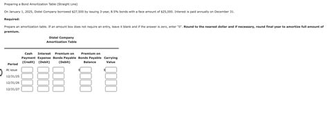 Solved Preparing A Bond Amortization Table Straight Line