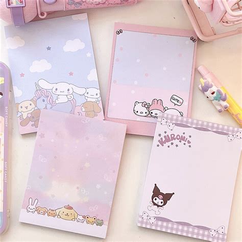 50 Sheets Pack Cute Anime Memo Pad Message Notes Decorative Notepad Note Check List Memo Kawaii