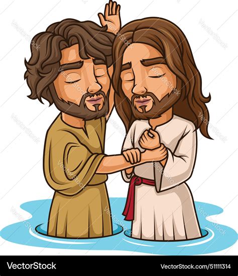 John Baptizing Jesus Christ Cartoon Clip Art Vector Image