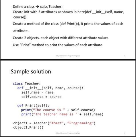 Solved Define A Class → Calss Teacher Create Init With 3