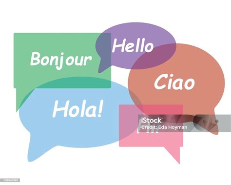 Hello Speech Bubbles In Different Languages Language Education Concept Eps Stock Illustration ...
