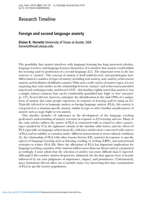 Foreign And Second Language Anxiety Pdf Second Language Second