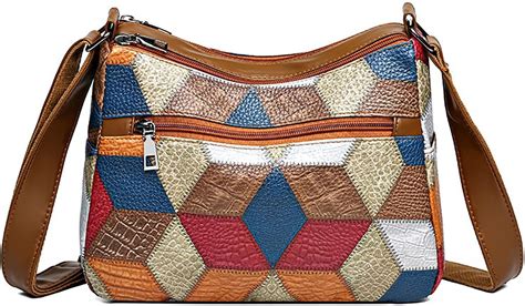 Womens Soft Multicolor Patchwork Crossbody Bags Large