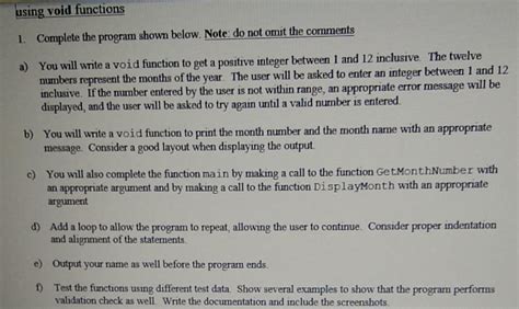 Solved Using Void Functions 1 Complete The Program Shown