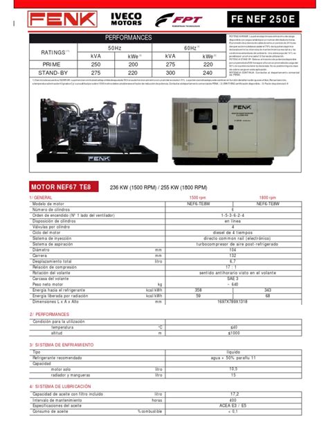 Especificaciones De Generadores Fenk Pdf Tecnología De Vehículos