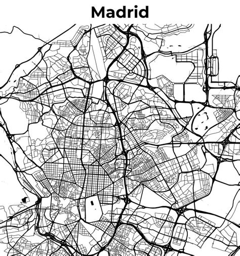 Madrid City Map Cartography Map Street Layout Map Stock Vector