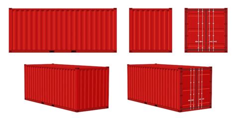 Premium Vector Container Cargo Red Container Front Side And Perspective View Transportation