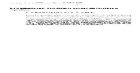 Pdf Agile Manufacturing A Taxonomy Of Strategic And Technological Dokumen Tips