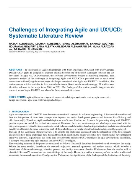 Pdf Challenges Of Integrating Agile And Uxucd Systematic Literature