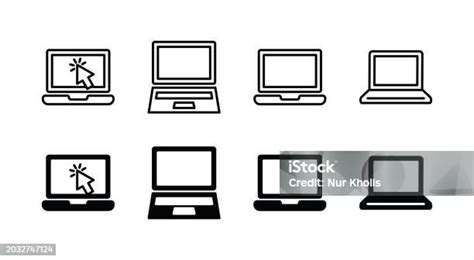 노트북 장치 가는 선 아이콘 집합입니다 노트북과 컴퓨터가 포함되어 있습니다 벡터 일러스트 레이 션 노트북에 대한 스톡 벡터 아트 및 기타 이미지 Istock