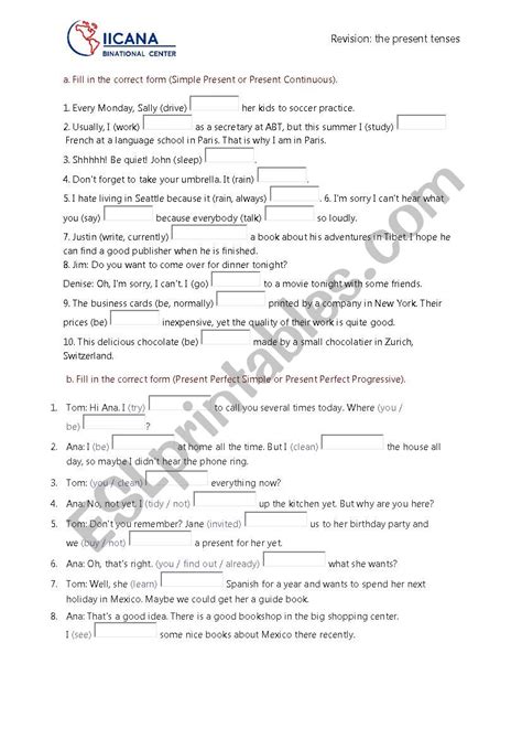 Present Tenses Revision Esl Worksheet By Angeles Domingo