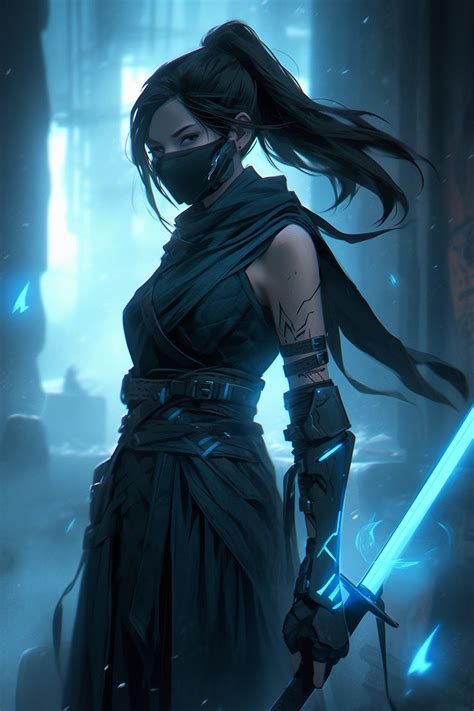 Pin On 2 Female Female Ninja Warrior Woman Anime Art Dark