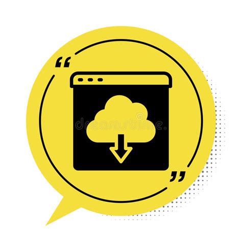 Black Cloud Download Icon Isolated On White Background Yellow Speech