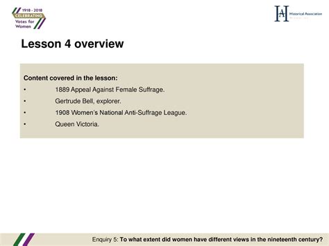 Enquiry 5 To What Extent Did Women Have Different Views Aims And