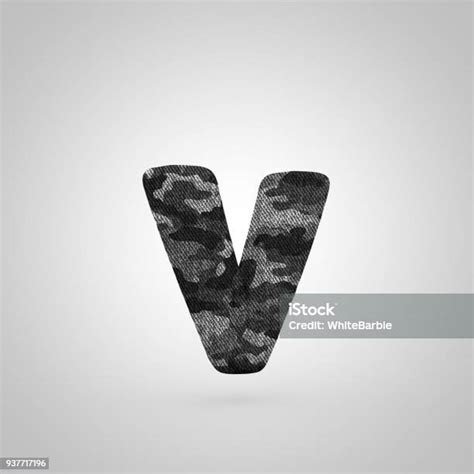 흰색 배경에 고립 된 위장 텍스처와 편지 V 소문자 0명에 대한 스톡 사진 및 기타 이미지 0명 3차원 형태 검은색