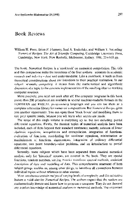 Pdf Numerical Recipes The Art Of Scientific Computing