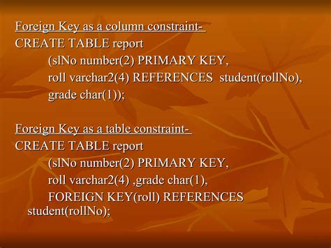 constraints in sql ppt