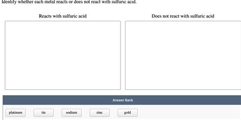 Solved Identify Whether Each Metal Reacts Or Does Not React Chegg Com