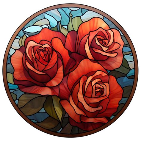 Stained Glass Roses Style Premium Ai Generated Image