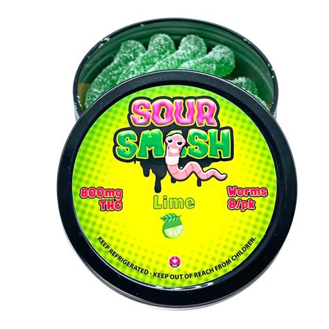 Sour Smash Lime Worms 800mg Thc