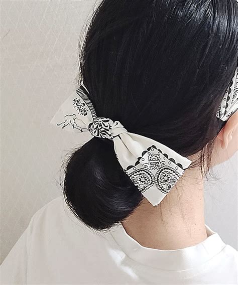 2 1 리본머리끈 9색 페이즐 스카프헤어끈 데일리 심플 고무줄 에이블리