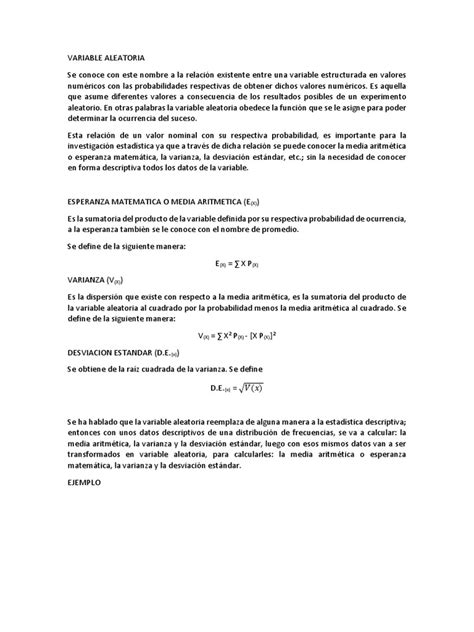Variable Aleatoria Pdf Media Diferencia