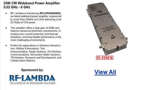 Introducing The Ultra Wide Band Power Amplifier 0 02 Ghz 6 Ghz 25w