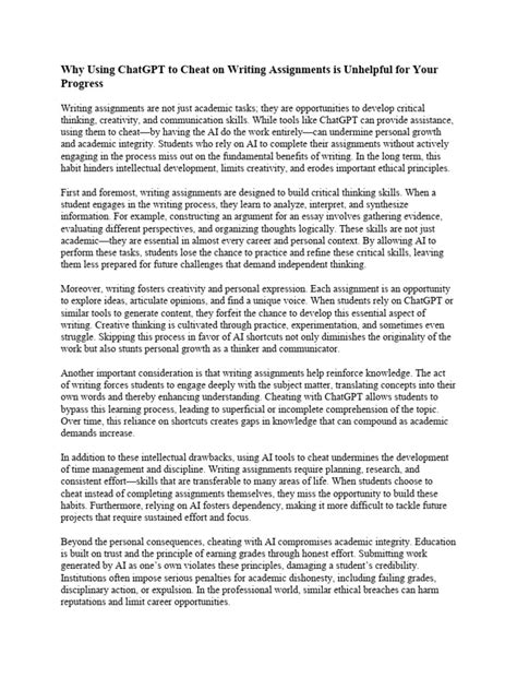 Why Using Chatgpt To Cheat On Writing Assignments Is Unhelpful For Your