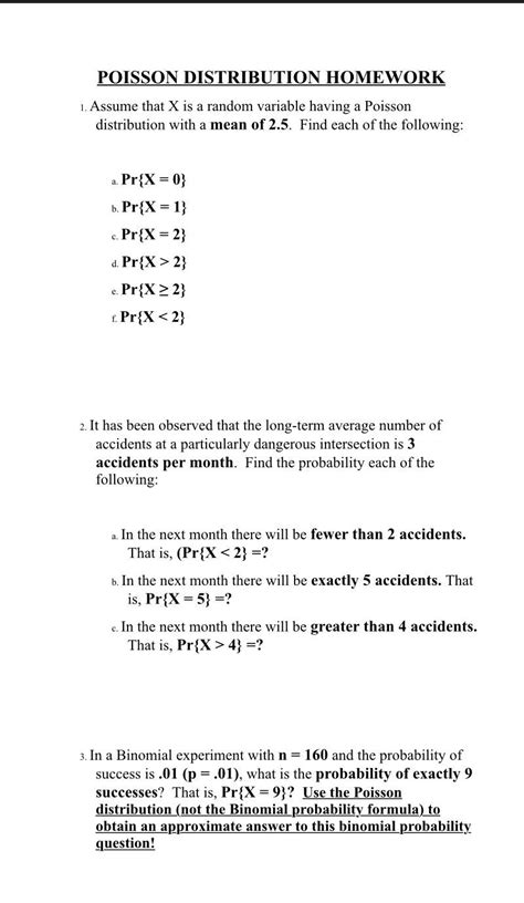 Solved POISSON DISTRIBUTION HOMEWORK Assume That X Is A Chegg