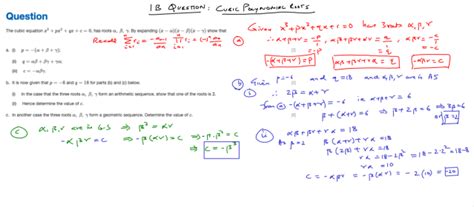 Ib Question Cubic Polynomial Roots Sumants 1 Page Of Math