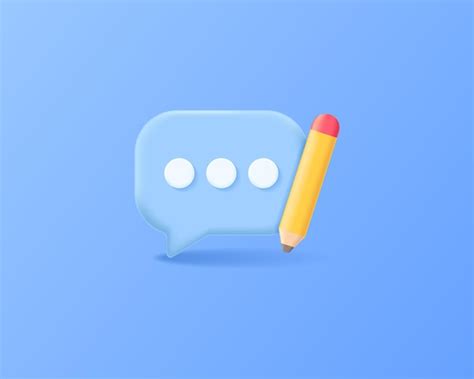 Premium Vector 3d Realistic Chat Comment Bubble Speech With Pencil