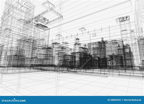 City Buildings Project 3d Wireframe Print Urban Plan Architecture