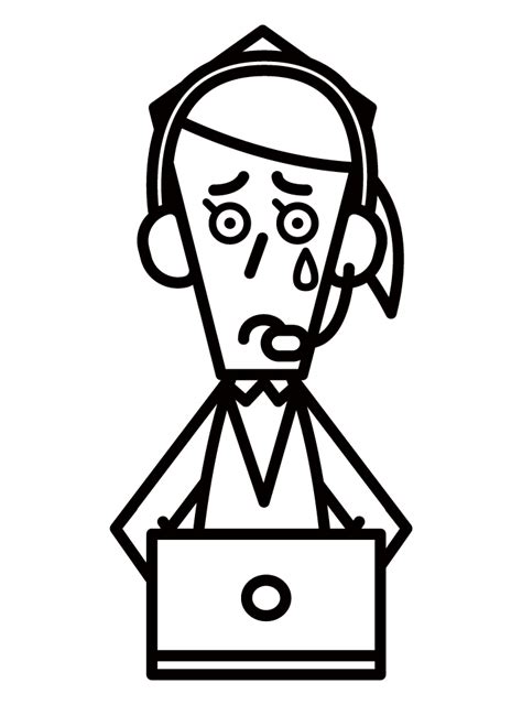 슬퍼하는 고객 지원 전화 운영자 콜 센터 여성의 그림 무료 일러스트 소재집 Kukukeke