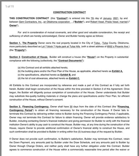 Construction Contract Document