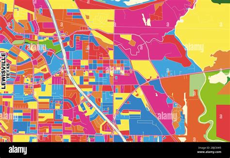 Colorful Vector Map Of Lewisville Texas Usa Art Map Template For