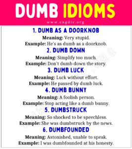 Dumb Idioms With Meaning And Examples Engdic