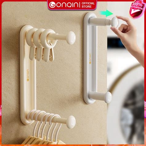 Gonqin Hanger Storage Rack Wall Mounted Retractable Storage Rack Double Layer Hanger Organizer