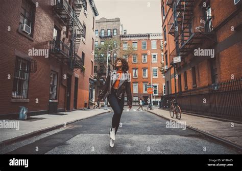 Beautiful Girl Walking In New York City Concept About New Yorkers And
