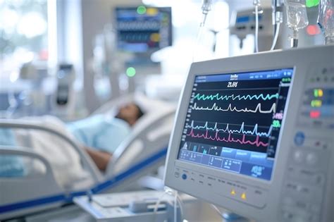 Premium Photo A Hospital Room Featuring A Bed With A Person Lying Down And A Monitor
