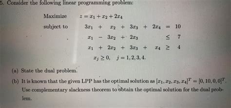 Solved 5 Consider The Following Linear Programming Problem