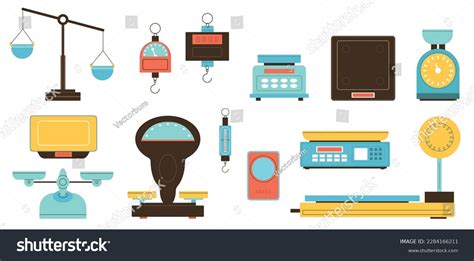 Different Scales Types Instruments Weight Measurement Stock Vector Royalty Free 2284166211