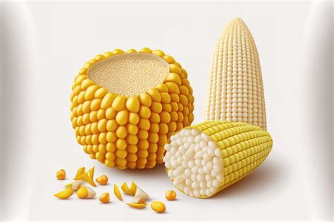 Premium Ai Image Isolated On A White Backdrop A Corn Setting Sliced Corn And Kernels Design