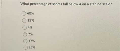 Solved What Percentage Of Scores Fall Below 4 On A Stanine
