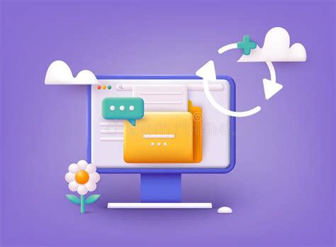 Digital File Organization Service Or App With Data Transfering Yellow Folder With Document On