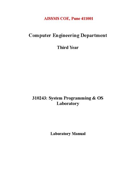 Spos Laboratory Dsf Aissms Coe Pune 411001 Computer Engineering Department Third Year