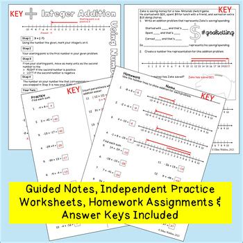 Integer Operations Add Subtract Multiply Divide Notes Practice Homework