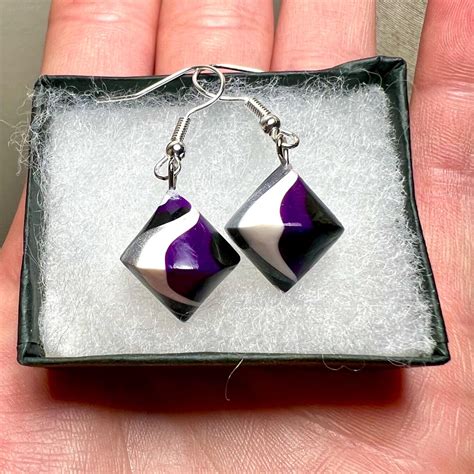 Asexual Earrings Ace Pride Flag Colors Jewelry Lgbtqia Pride Polymer