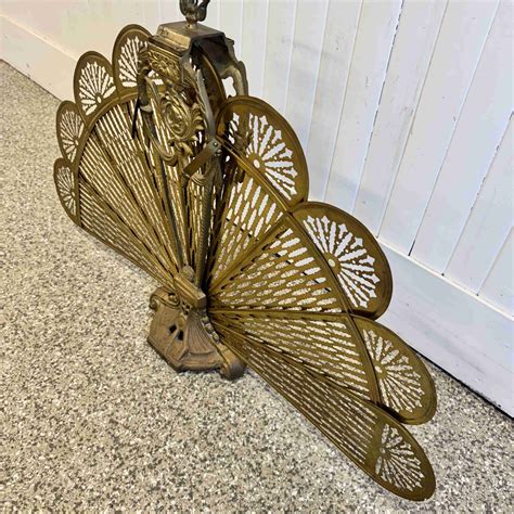 Vintage Brass Peacock Fireplace Screen Historic House Salvage