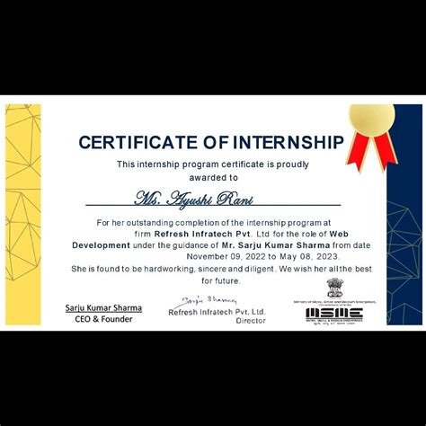 Ayushi Rani On Linkedin Internship Webdevelopment Careergrowth Gratitude Learningexperience